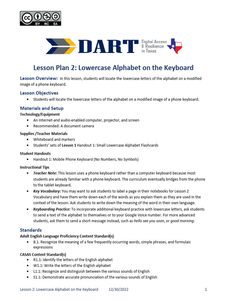 2.0 Lowercase Alphabet On The Keyboard Lesson | PDF | Computer Keyboard ...
