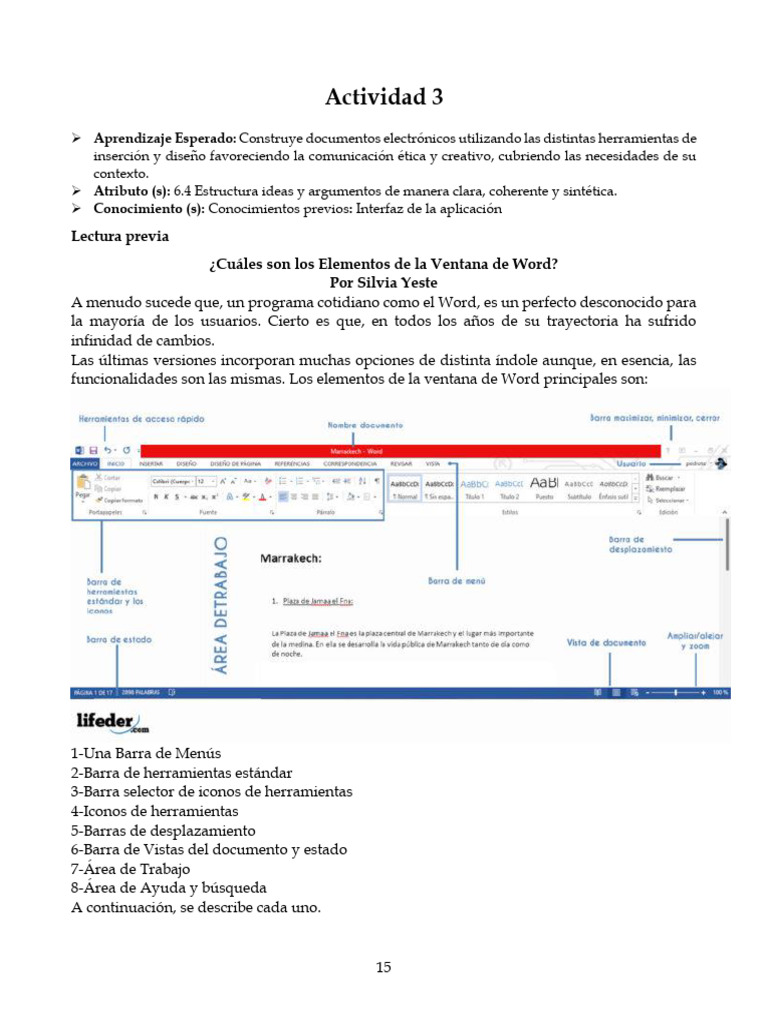 Actividad 3 Cuáles Son Los Elementos de La Ventana de Word | PDF