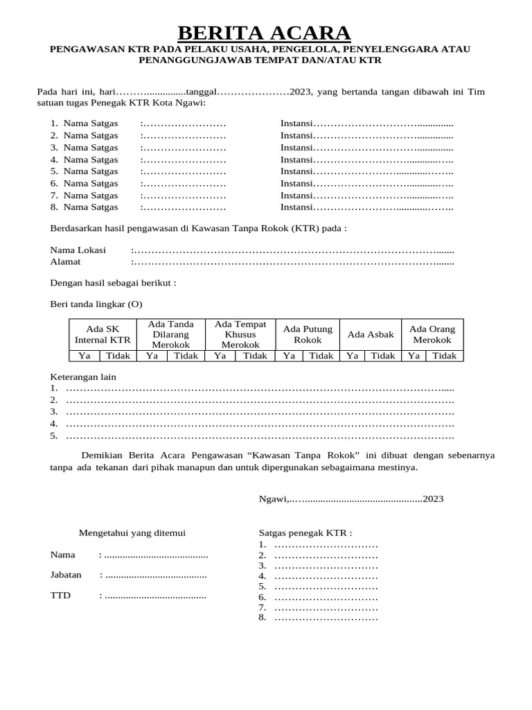 Checklist KTR Disempurnakan | PDF Checklist KTR Disempurnakan | PDF