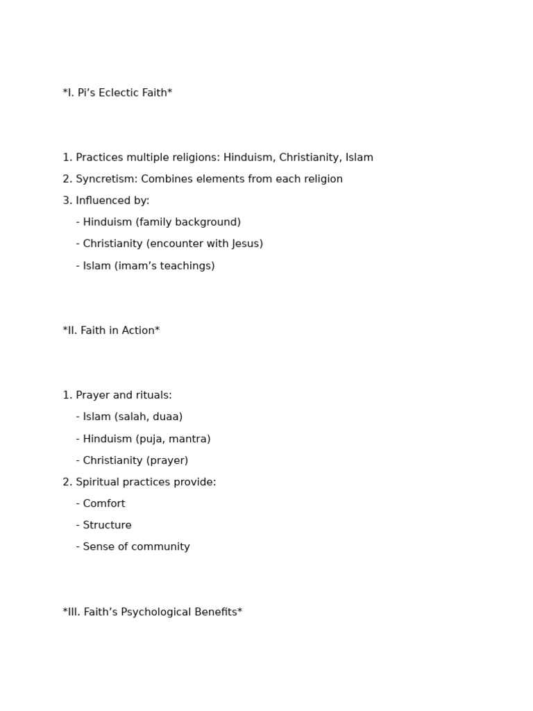 Life of Pi Religion Theme Explored | PDF