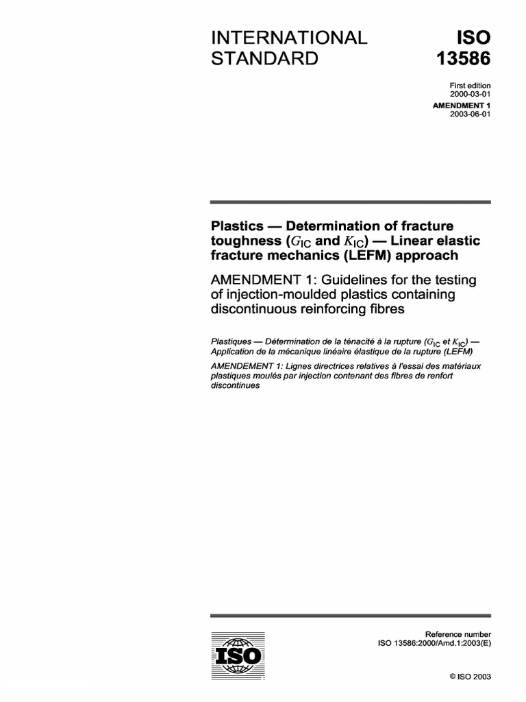 ISO-13586 Fracture Toughness and Fracture Energy in Plastics | PDF