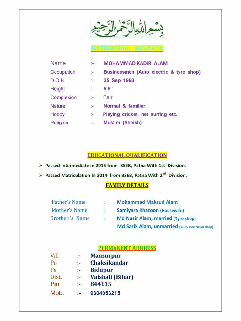 Biodata | PDF