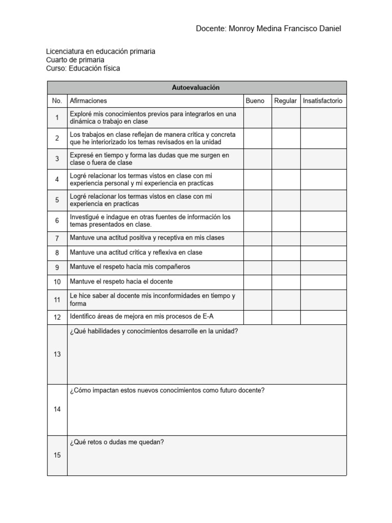 Autoevaluación | PDF | Crecimiento personal y profesional | Relaciones ...