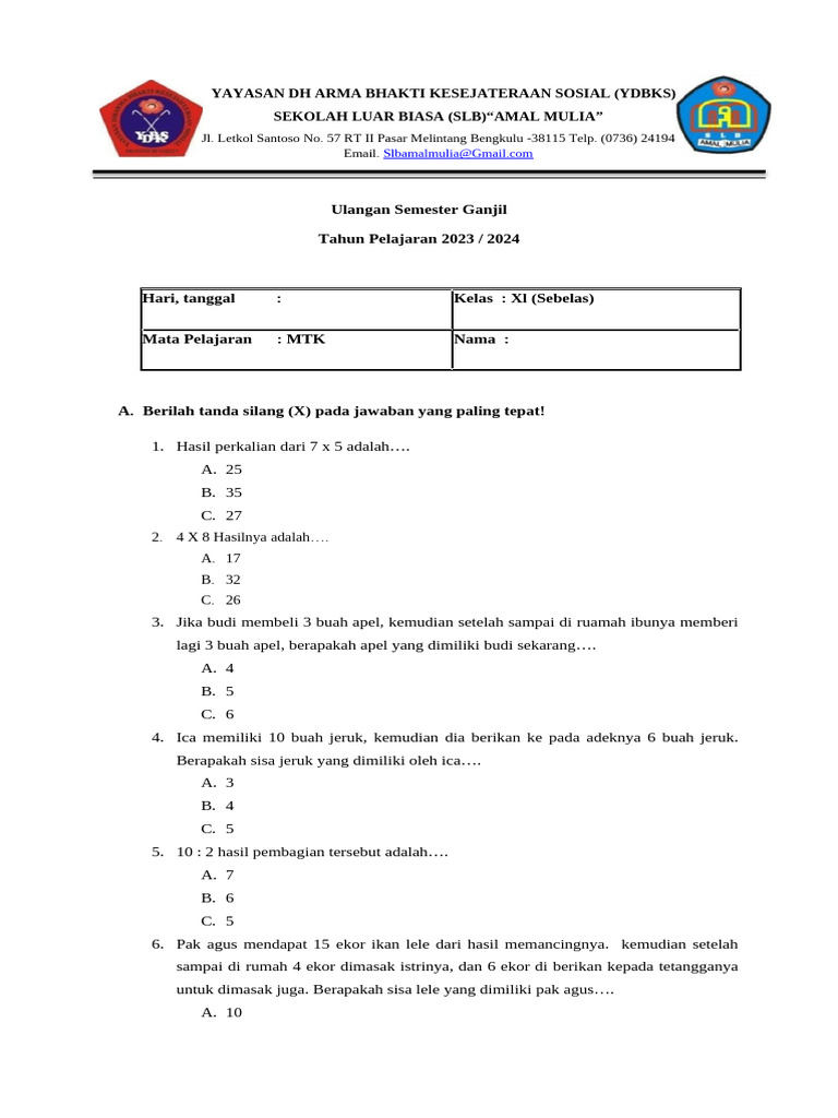 UAS MTK ROSA 1 | PDF