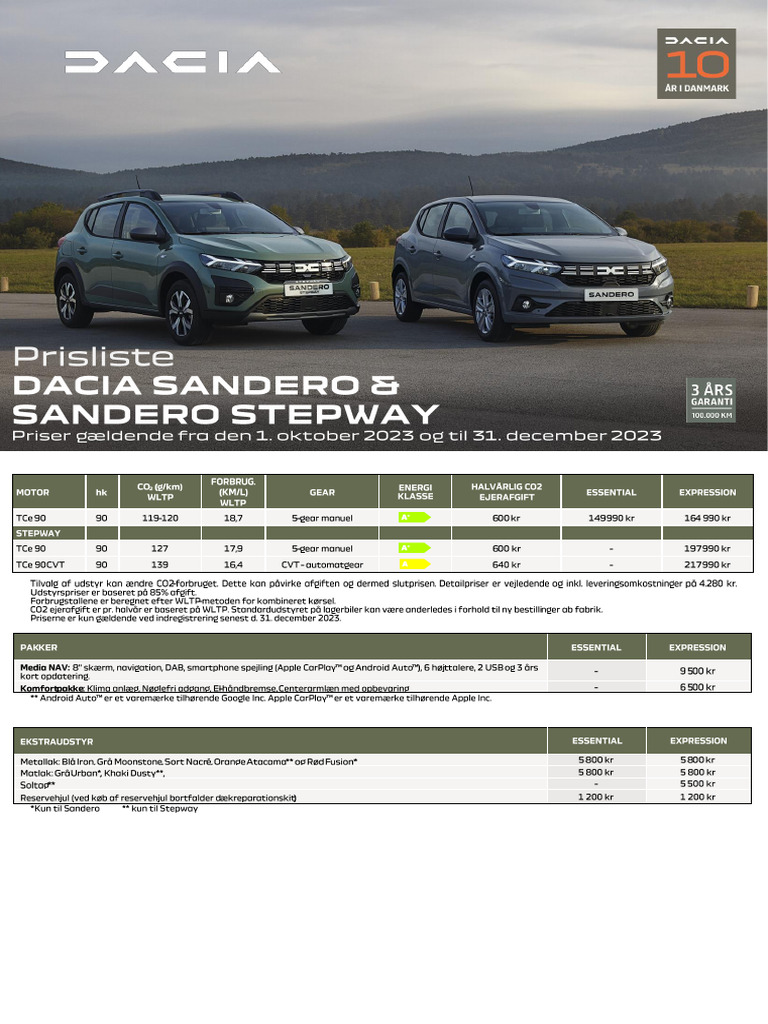 dacia-sandero-and-stepway-prisliste | PDF