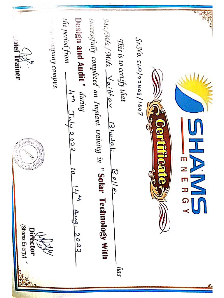 Industry Training Shams Energy | PDF