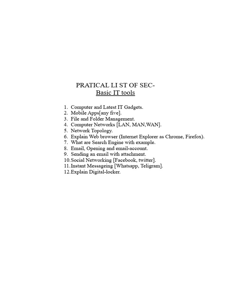 SEC Practical List | PDF