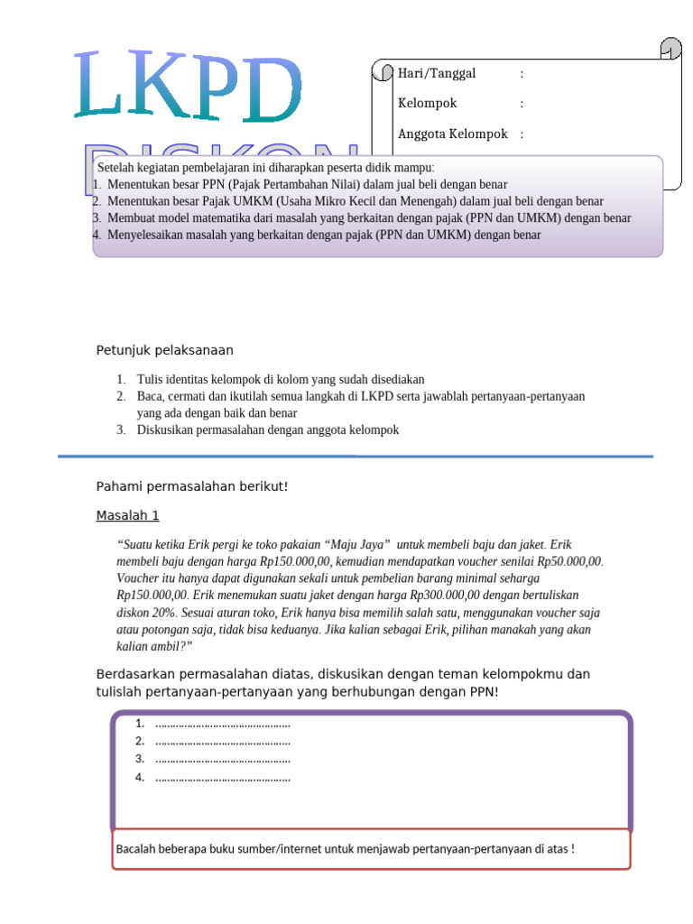 LKPD Kelas 7 KD 3.9 Pertemuan 4 | PDF