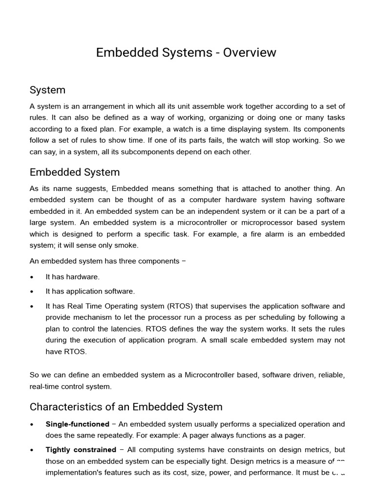 Embedded Systems Overview | PDF