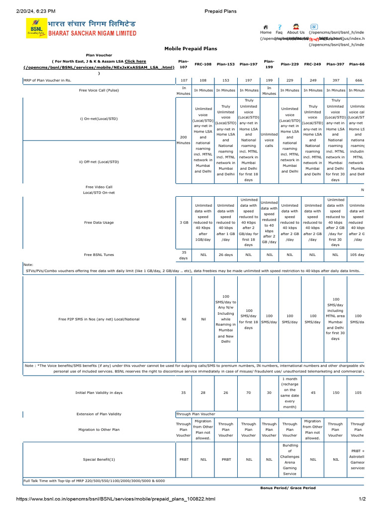 BNL Prepaid Plans | PDF