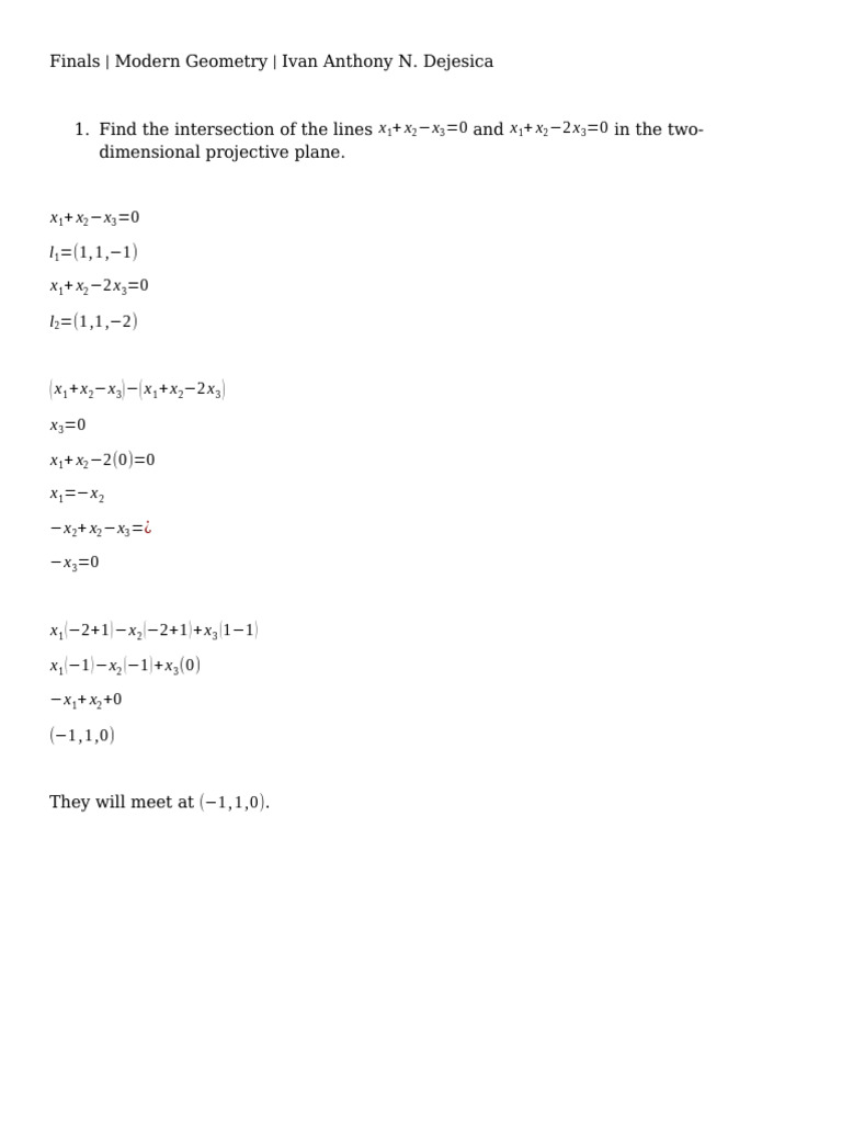 Modern Geometry Finals Solutions | PDF
