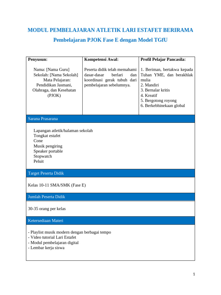 Modul Pembelajaran Gerak Berirama Pjok Fase D | PDF