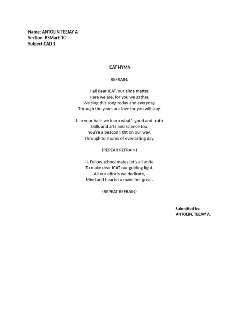 Icat Hymn | PDF | Art