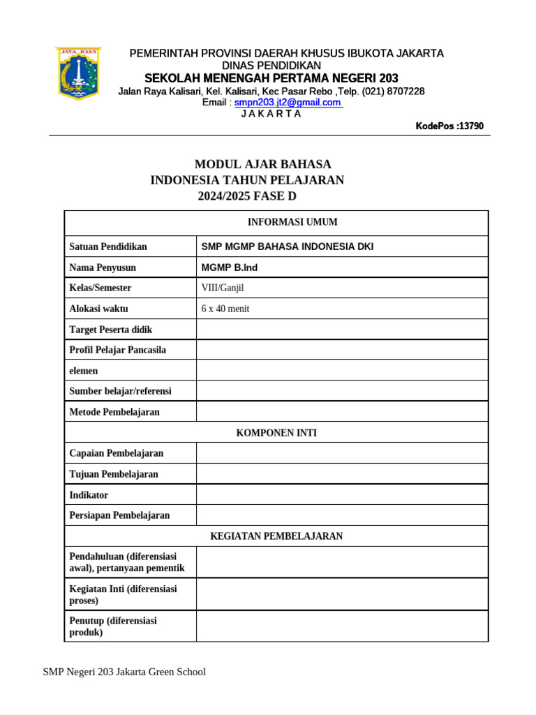 Template Modul Ajar | PDF