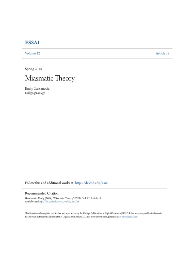 Miasmatic Theory | PDF