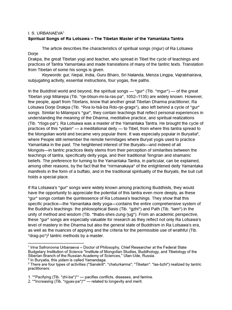 Spiritual Songs of Ra Lotsawa - The Tibetan Master of The Yamantaka ...