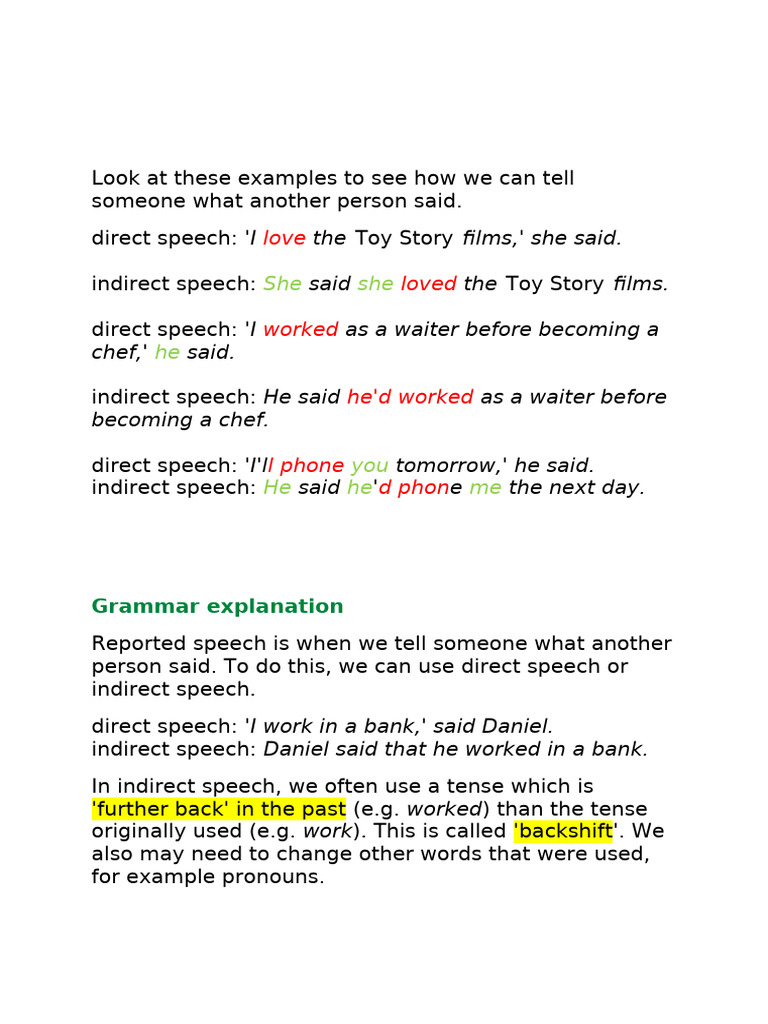 Reported Speech | PDF