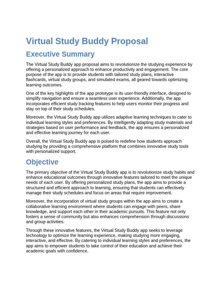 Virtual Study Buddy Proposal | PDF