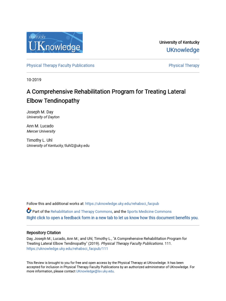 A Comprehensive Rehabilitation Program For Treating Lateral | PDF