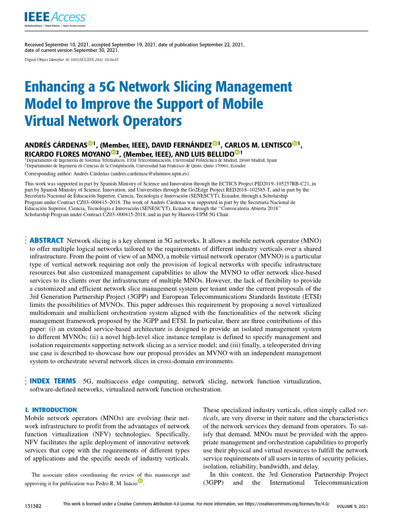 Enhancing A 5G Network Slicing Management Model To Improve The Support of Mobile Virtual Network ...
