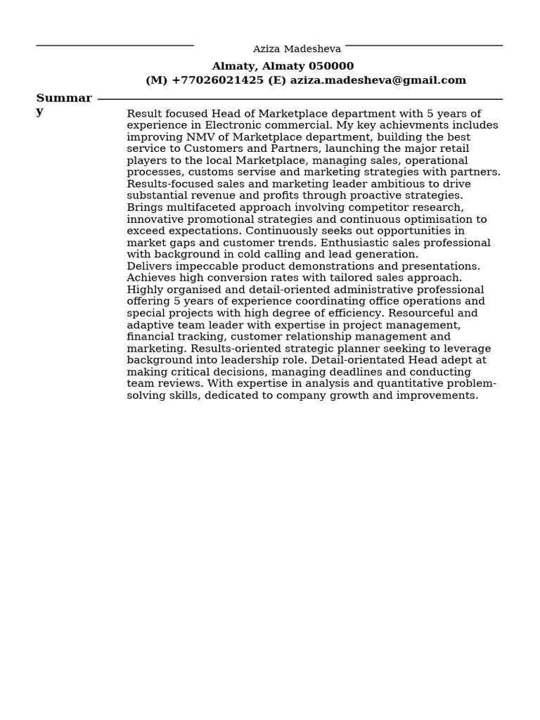 Aziza Madesheva CV 2 | PDF