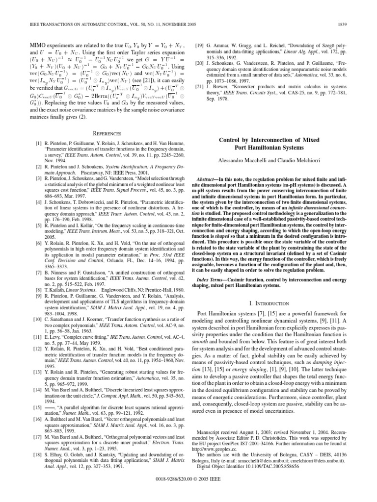 Control by Interconnection of Mixed Port Hamiltonian Systems | PDF