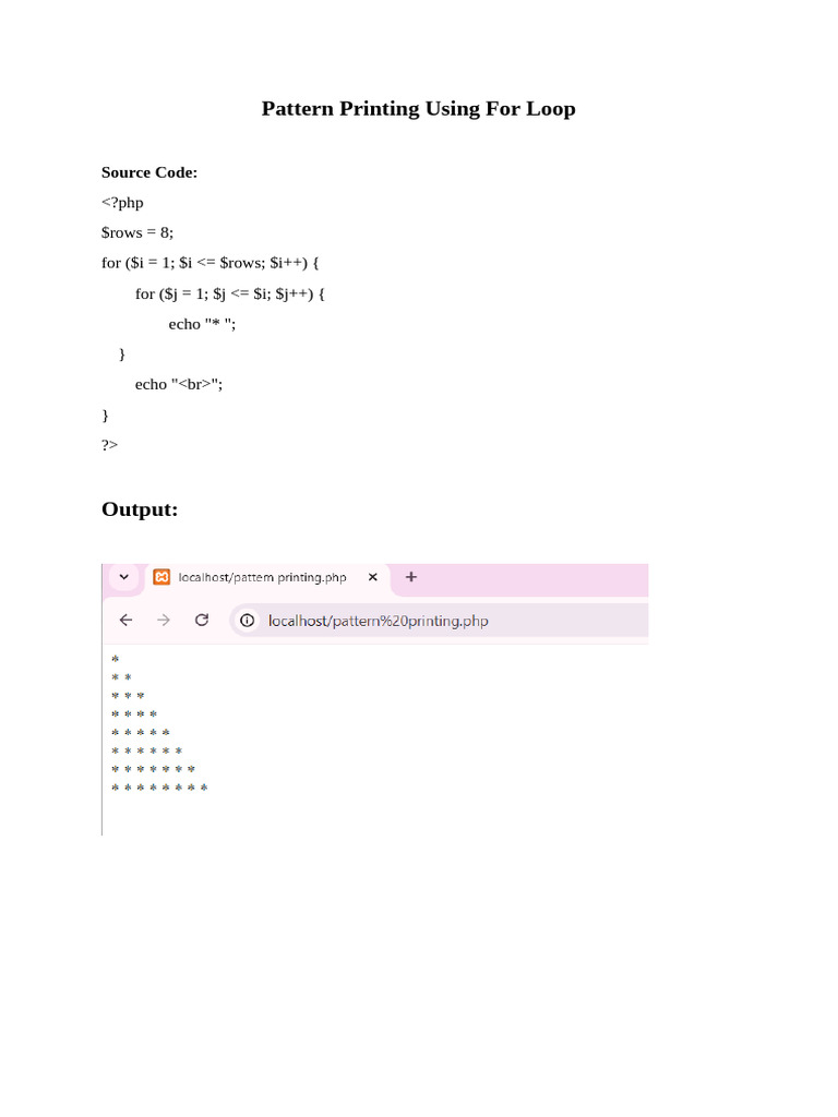 Pattern Printing Using For Loop | PDF