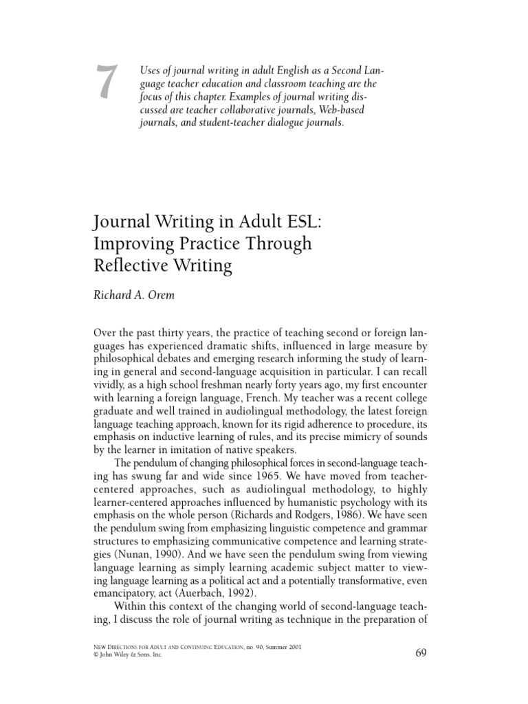 Orem2001 Journal Writing in ESL | PDF | English As A Second Or Foreign ...