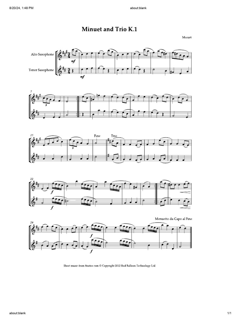 Mozart Duet Sax | PDF