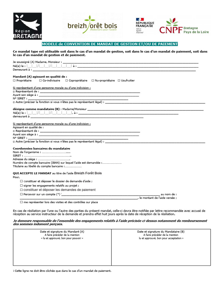 Modele Mandat BFB - A 2024 | PDF