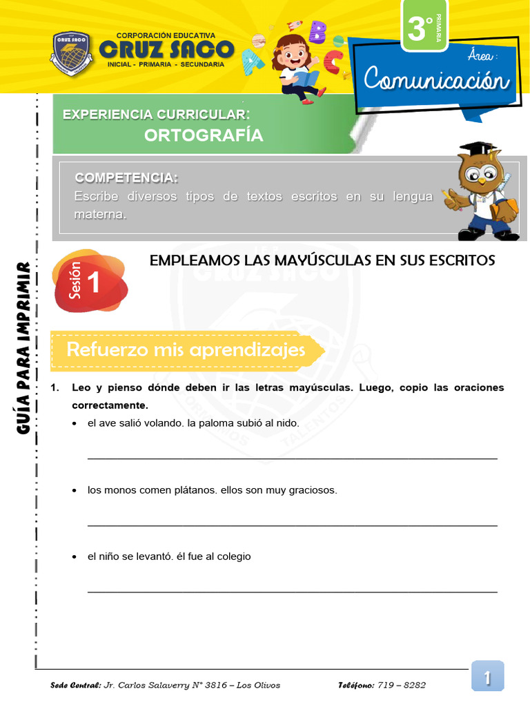 3ºgrado Ortografía I Bimestre para Imprimir | PDF