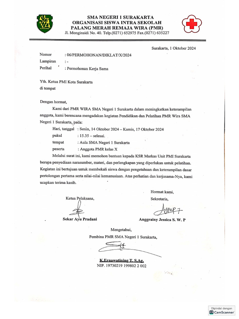 Surat Permohonan Pemateri PK KSR PMI Surakarta | PDF