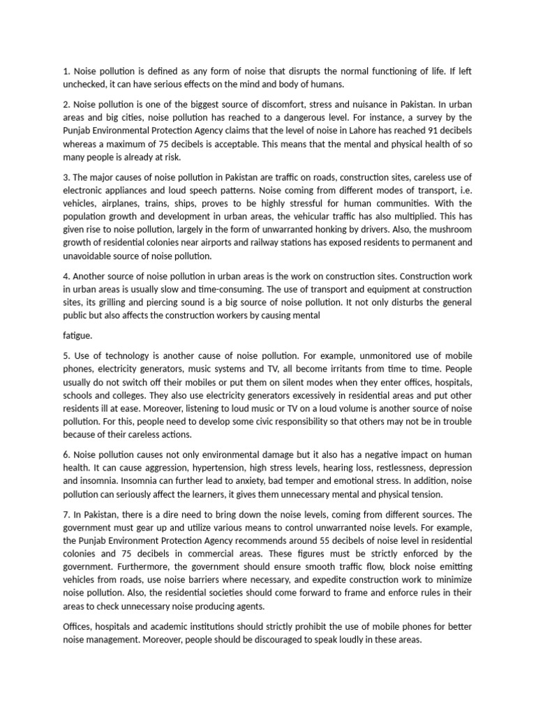 Addressing Noise Pollution in Pakistan | PDF | Noise | English Language