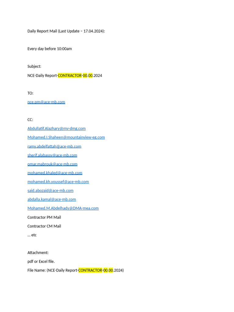 Daily Report Mail | PDF