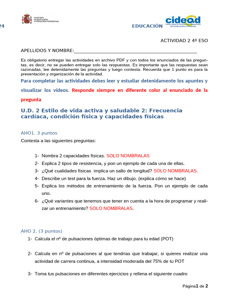 Tarea UD2 ACTIVIDAD FISICA | PDF