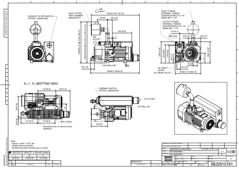 Dimension Drawing - GVS60A 3PH STD - 9820910181 | PDF
