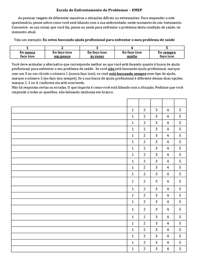 EMEP - Escala de Modos de Enfrentamento | PDF