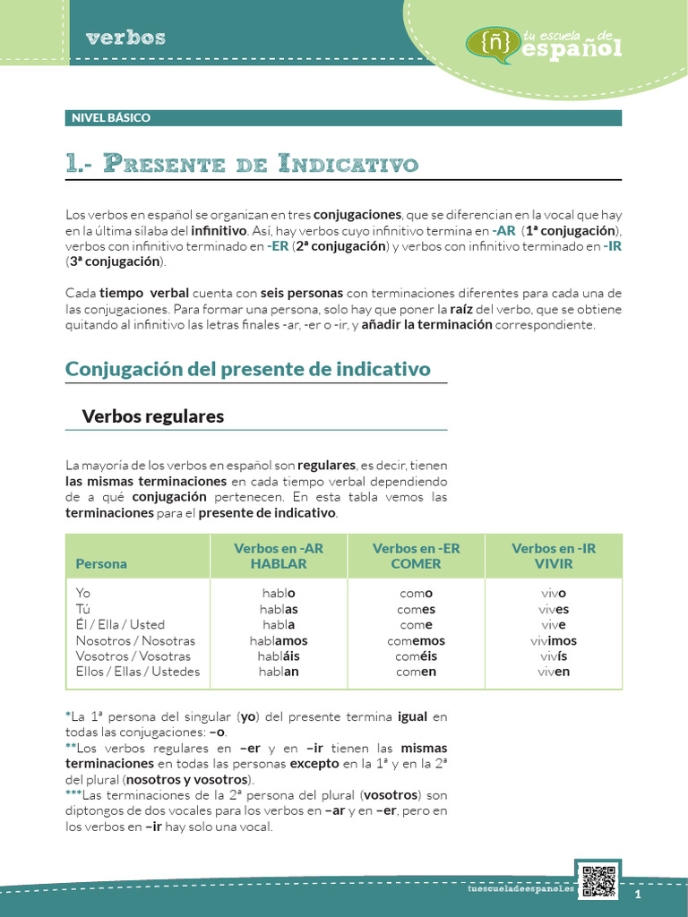 Leccion Ejemplo Domina Los Verbos en Espanol | PDF