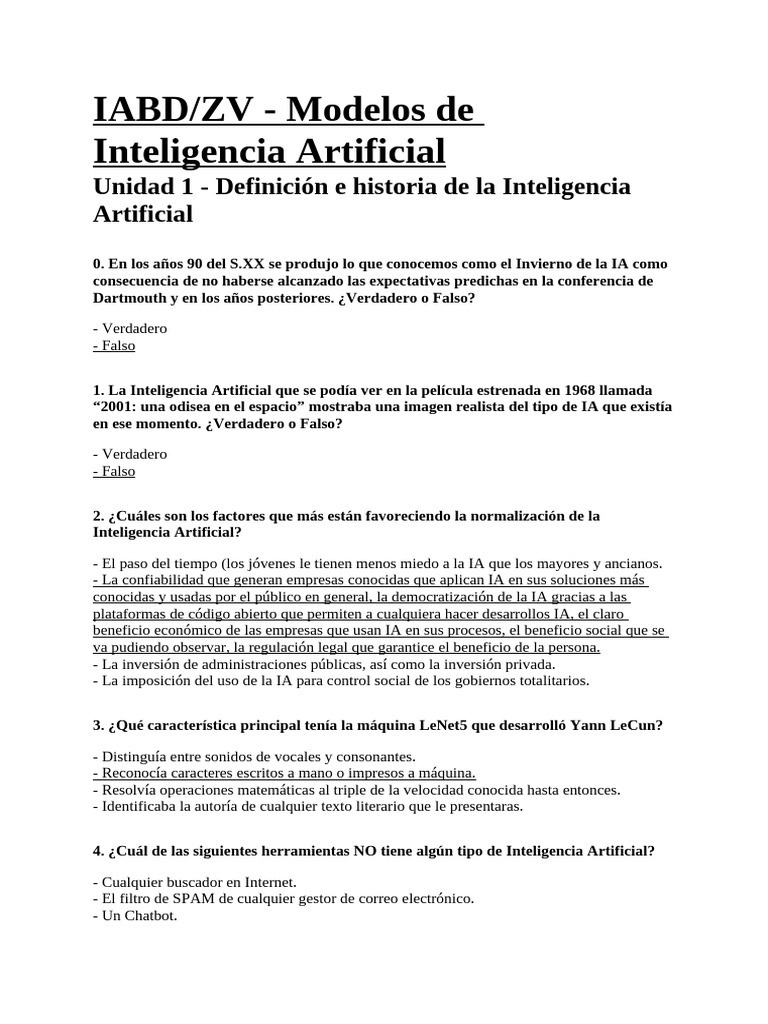 IABD/ZV - Modelos de Inteligencia Artificial | PDF