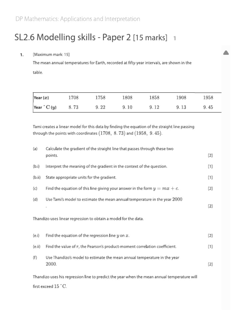 SL2.6 Modelling Skills - Paper 2 | PDF