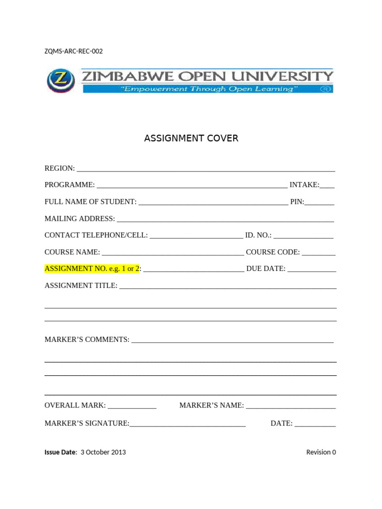 Assignment Cover Sheet | PDF