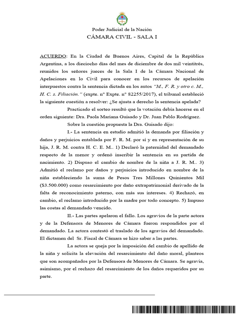 CNCIV - I - Daños Filiacion | PDF