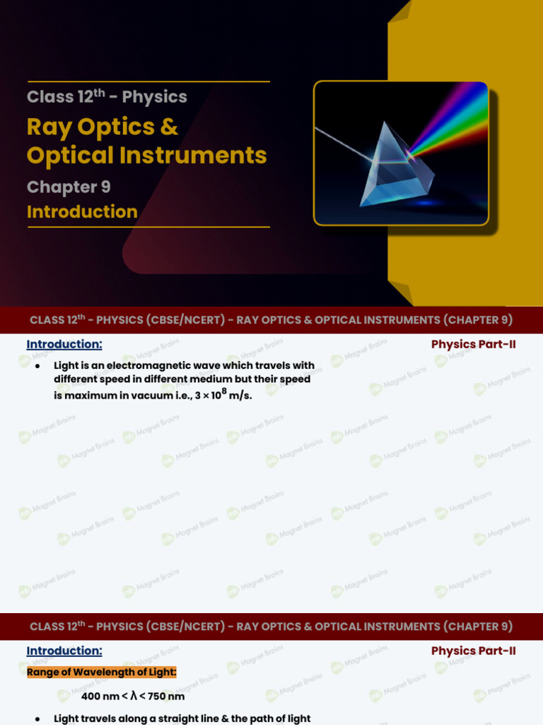 Class 12th - Chapter - Ray Optics & Optical Instruments - Physics (Concept) | PDF