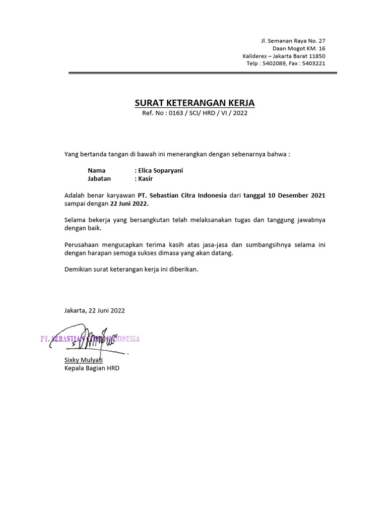 Paklaring Sebastian Citra | PDF