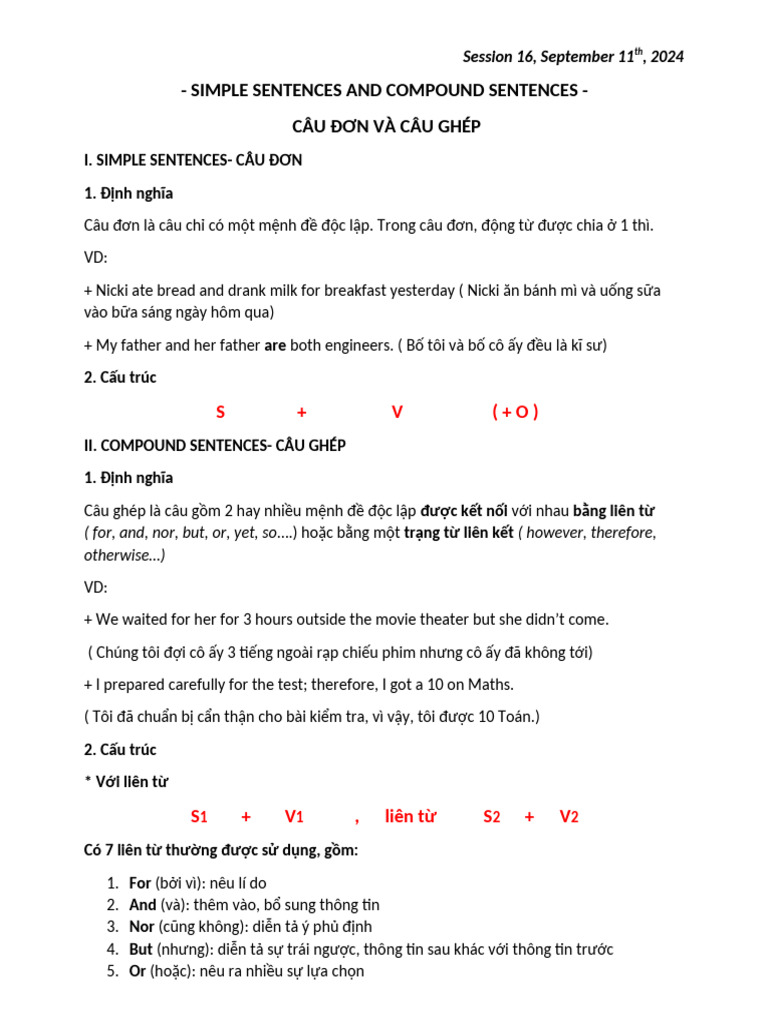 Session 16 - Compound Sentences | PDF