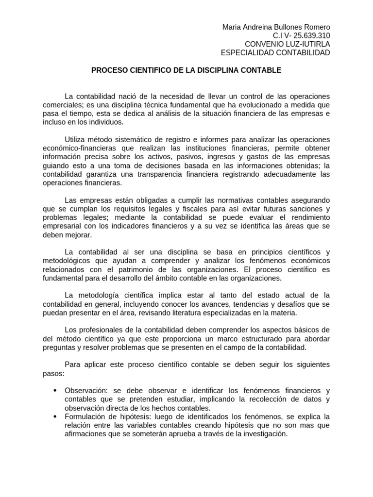 Proceso Cientifico de La Disciplina Contable | PDF
