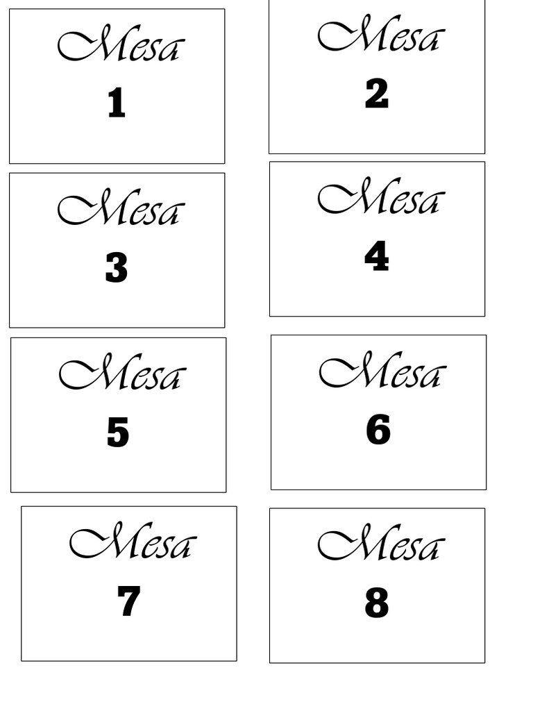 Numeros de Mesas | PDF
