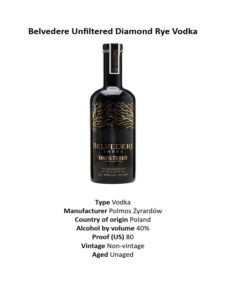 Belvedere Unfiltered Diamond Rye Vodka | PDF