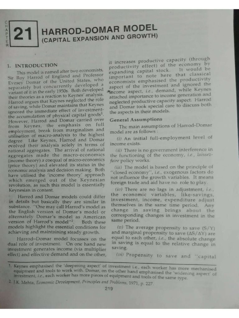 Harrod Domar Model | PDF