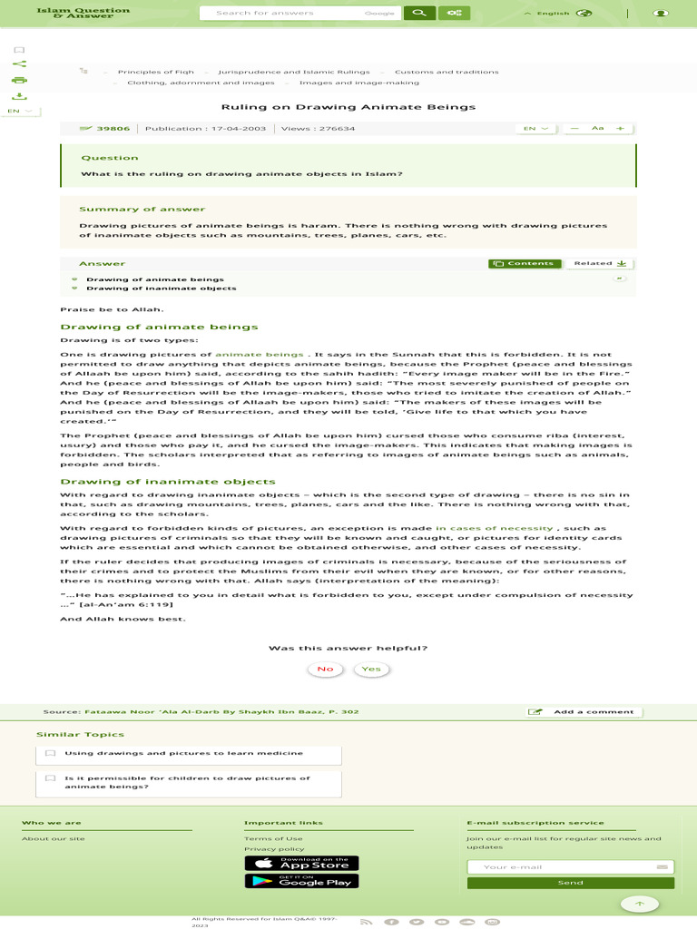 Ruling on Drawing Animate Beings in Islam | PDF | Abrahamic Religions ...